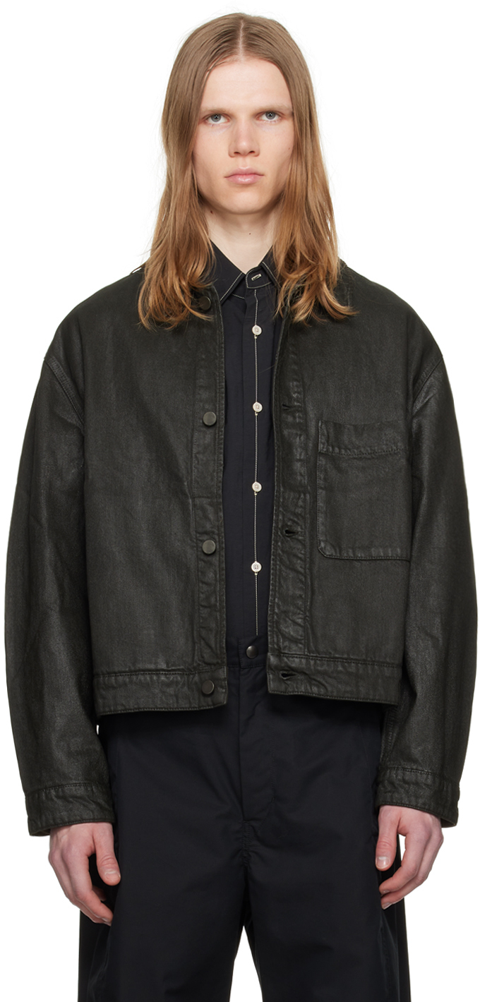 Lemaire Black Boxy Denim Jacket In Br441 Khaki Brown - 45% Off